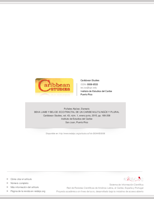 (PDF) BEKA LAMB Y BELICE ECO FRACTAL DE UN CARIBE MULTILINGÜE Y PLURAL