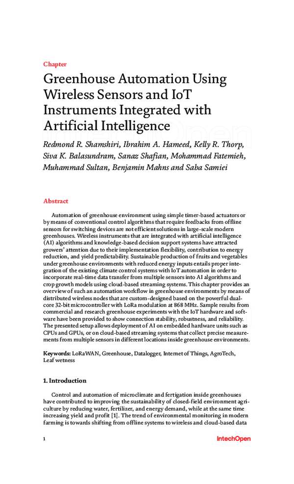 (PDF) Greenhouse Automation using Wireless Sensors and IoT Instruments ...