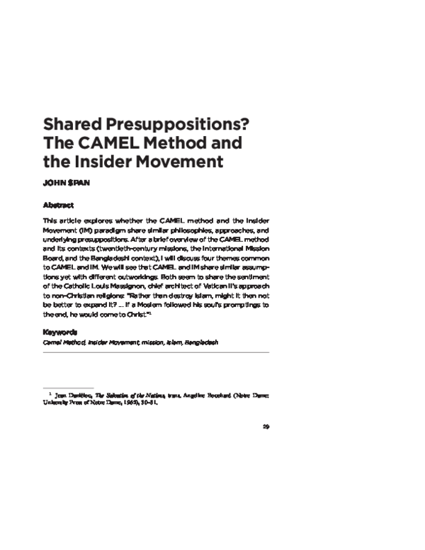 (PDF) . “Shared Presuppositions? The CAMEL Method and the Insider ...