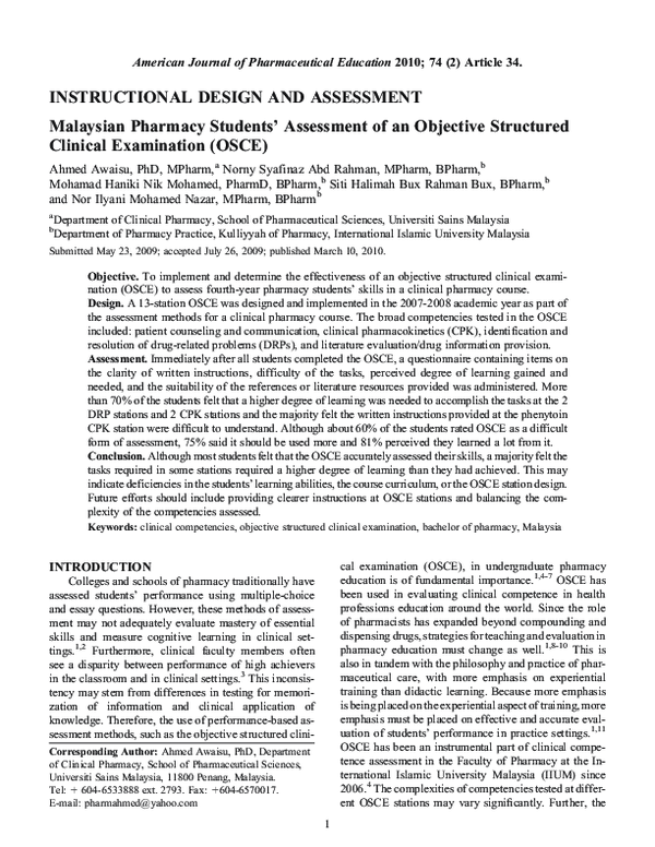 (PDF) Malaysian Pharmacy Students' Assessment of an Objective ...