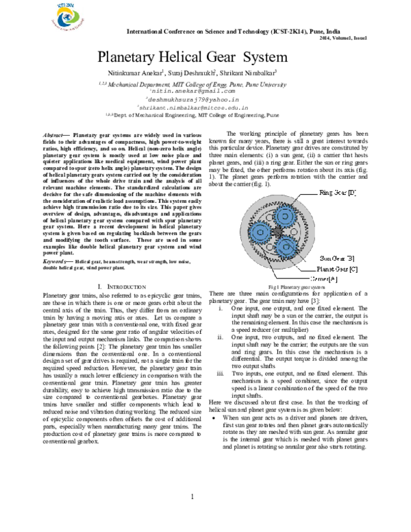 (PDF) Planetary Helical Gear System