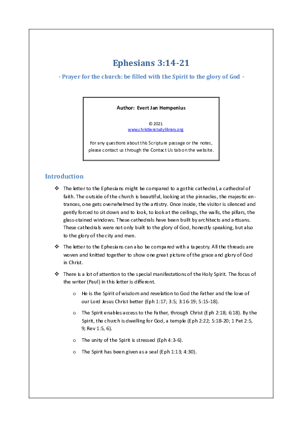 (PDF) Exegetical Study Ephesians 3.14 21 prayer for the church