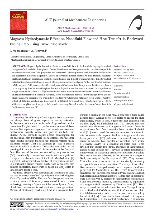 (PDF) MHD effect on Nanofluid Flow and Heat transfer in Backward-Facing Step using two-phase ...