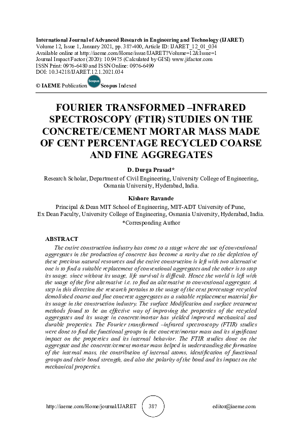 (PDF) FOURIER TRANSFORMED –INFRARED SPECTROSCOPY (FTIR) STUDIES ON THE ...