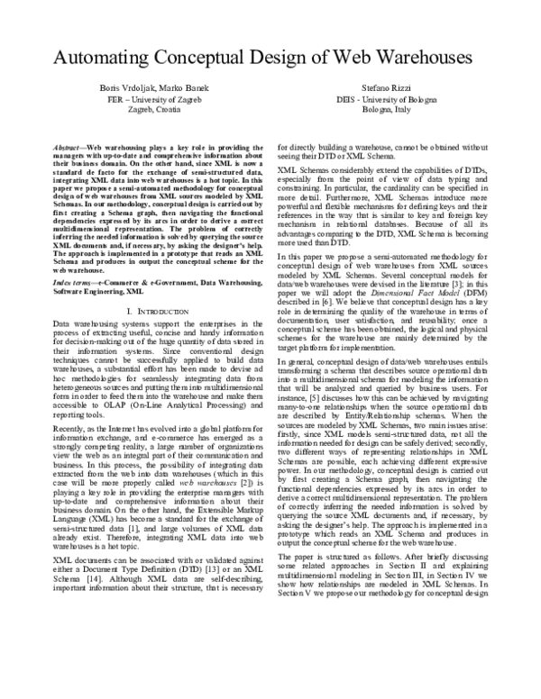 (PDF) Automating conceptual design of Web warehouses