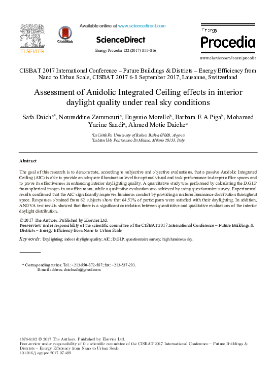 (PDF) Assessment of Anidolic Integrated Ceiling effects in interior ...