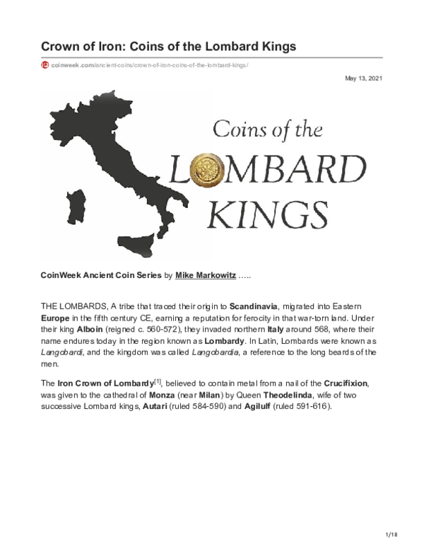 (PDF) Coins of the Lombard Kings