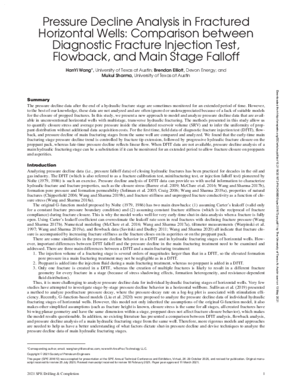 (PDF) Pressure Decline Analysis in Fractured Horizontal Wells ...