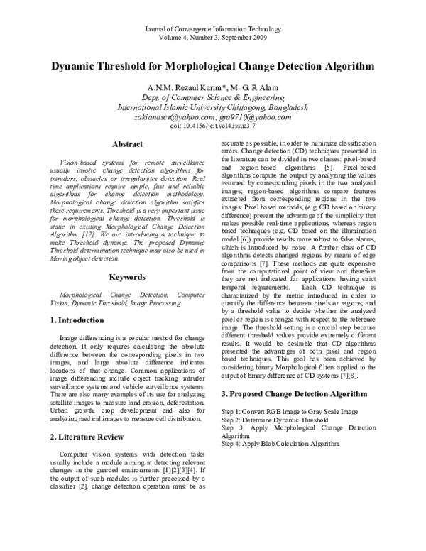 (PDF) Dynamic Threshold for Morphological Change Detection Algorithm