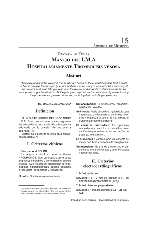 (PDF) -Manejo del I.M.A hospitalariamente trombolisis venosa