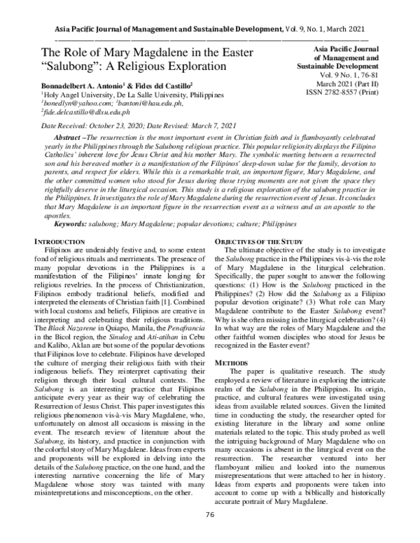 (PDF) The Role of Mary Magdalene in the Easter