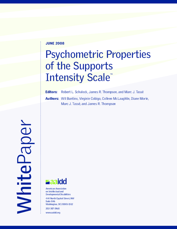 (PDF) Psychometric Properties of the Supports Intensity Scale™
