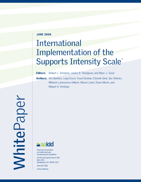 (PDF) International implementation of the Supports Intensity Scale