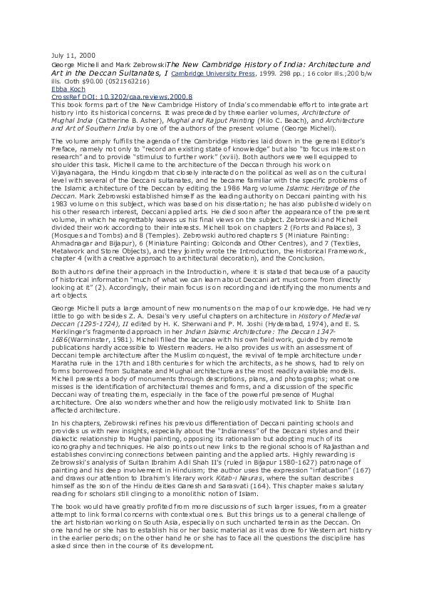(DOC) Ebba Koch. Review of "The New Cambridge History of India ...