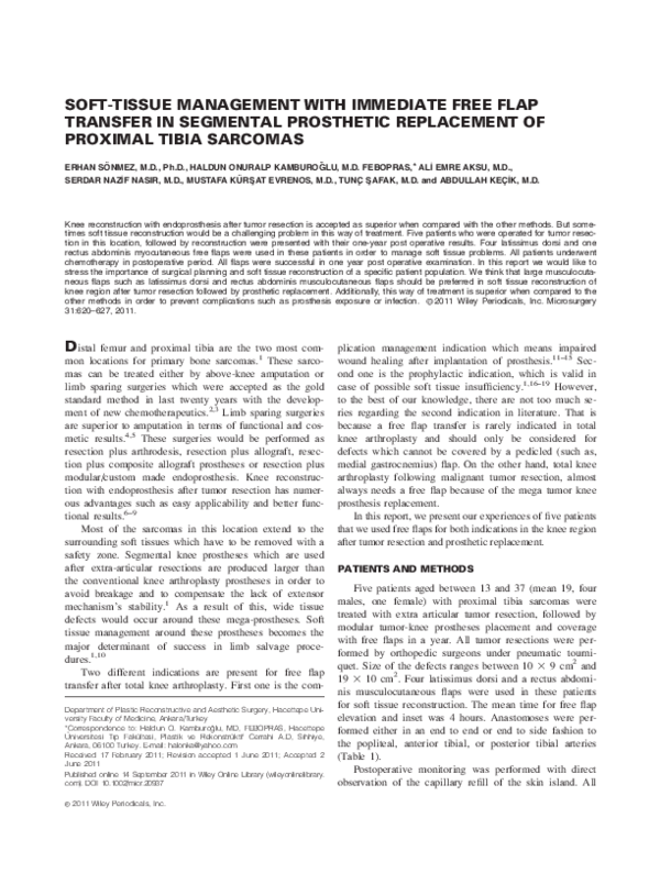 (PDF) Soft-tissue management with immediate free flap transfer in ...