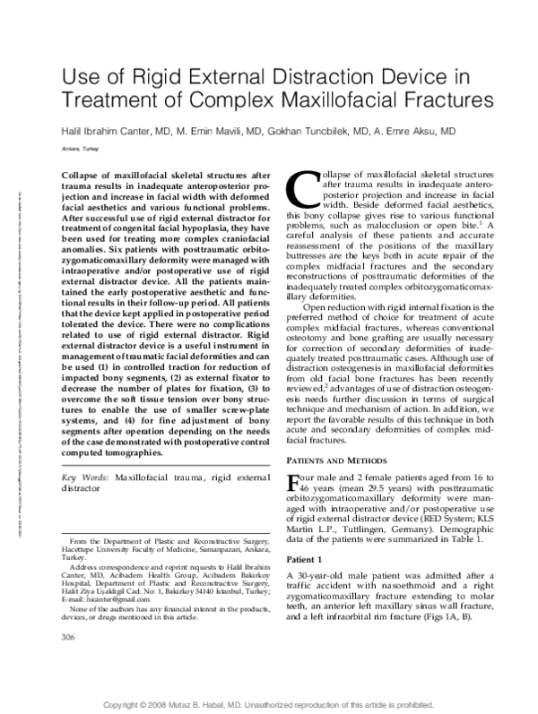 (PDF) Use of rigid external distraction device in treatment of complex ...