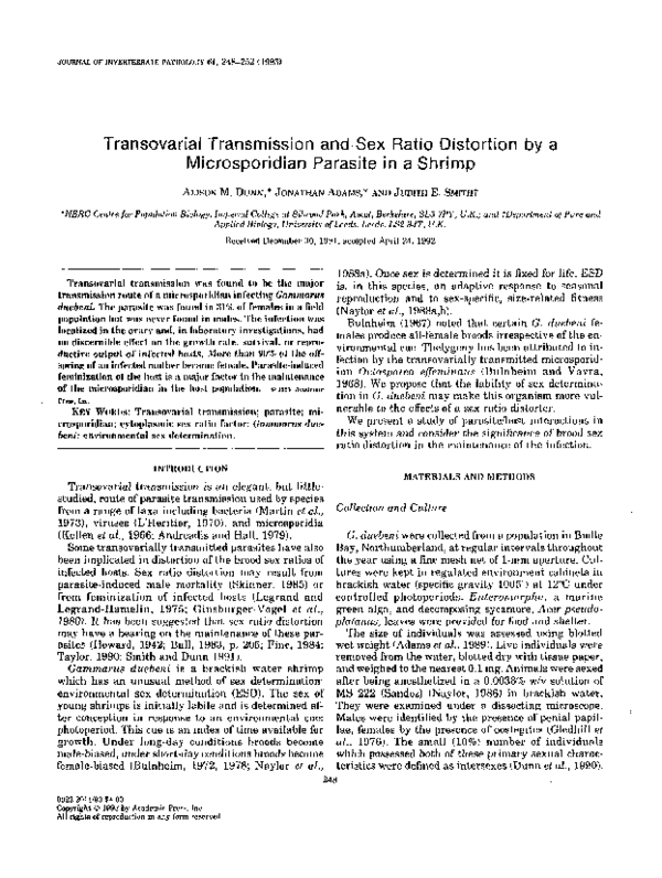 (PDF) Transovarial Transmission and Sex Ratio Distortion by a ...