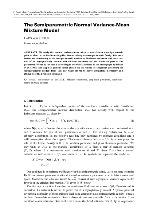 (PDF) The Semiparametric Normal Variance-Mean Mixture Model