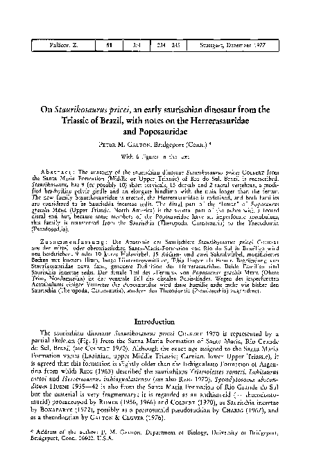 (PDF) OnStaurikosaums pricei, an early saurischian dinosaur from the ...