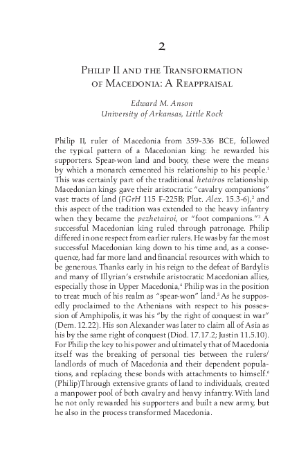 (PDF) Philip II and transformation of macedonia