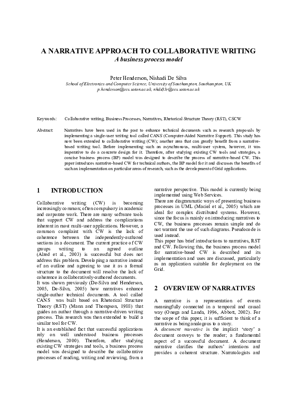 (PDF) A narrative approach to collaborative writing: A business process ...