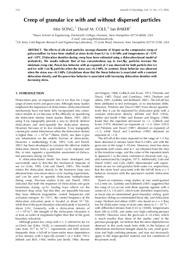 (PDF) Creep of granular ice with and without dispersed particles
