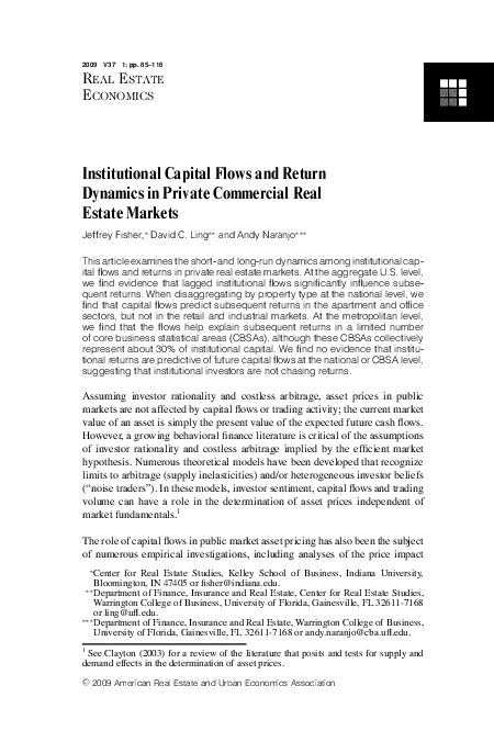 (PDF) Institutional Capital Flows and Return Dynamics in Private ...