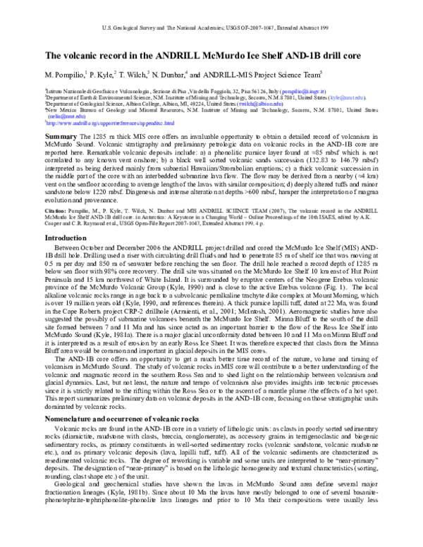 (PDF) The volcanic record in the ANDRILL McMurdo Ice Shelf AND-1B drill ...