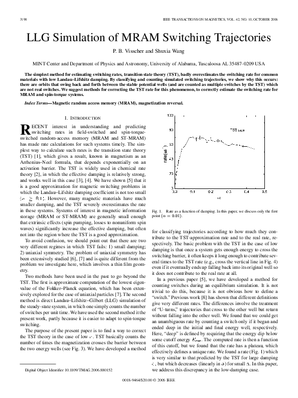 (PDF) LLG Simulation of MRAM Switching Trajectories