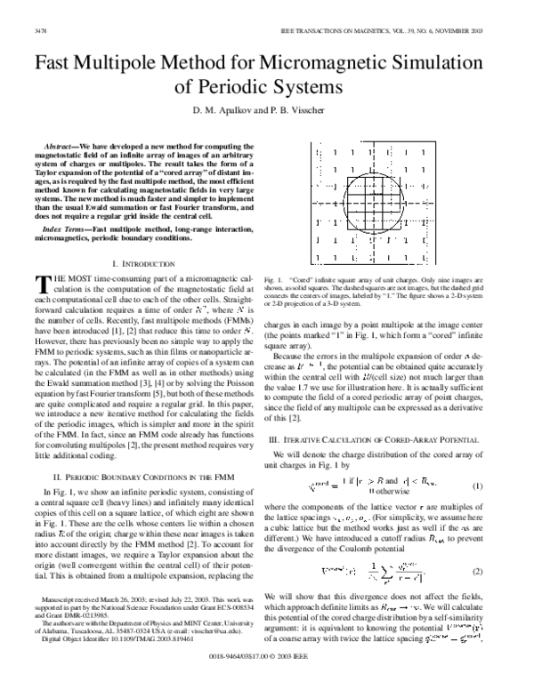 (PDF) Fast multipole method for micromagnetic simulation of periodic systems