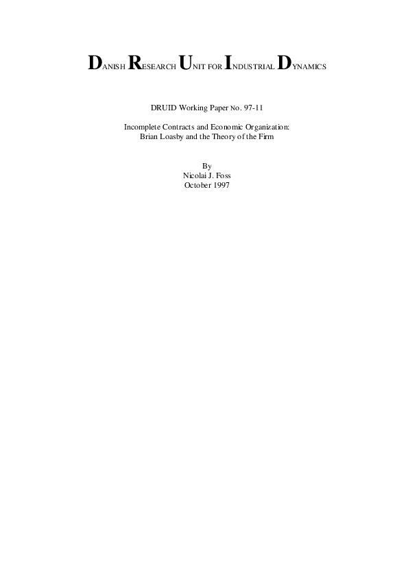 (PDF) Incomplete Contracts and Economic Organization Brian Loasby and ...