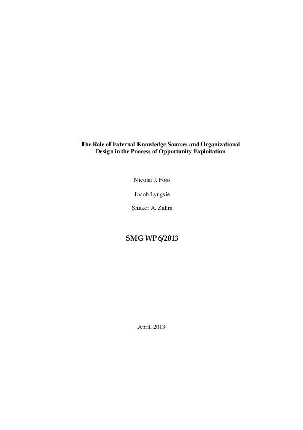 (PDF) The role of external knowledge sources and organizational design ...