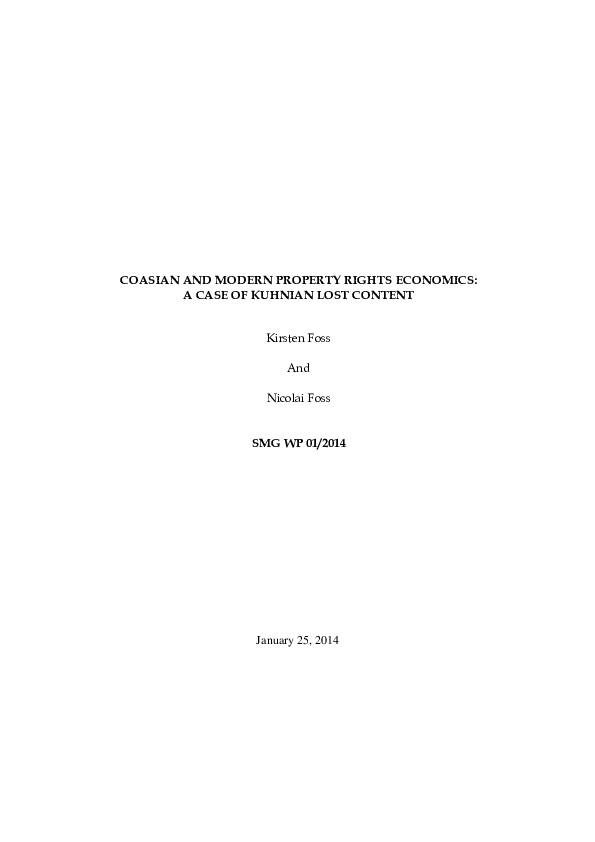 (PDF) Coasian and modern property rights economics