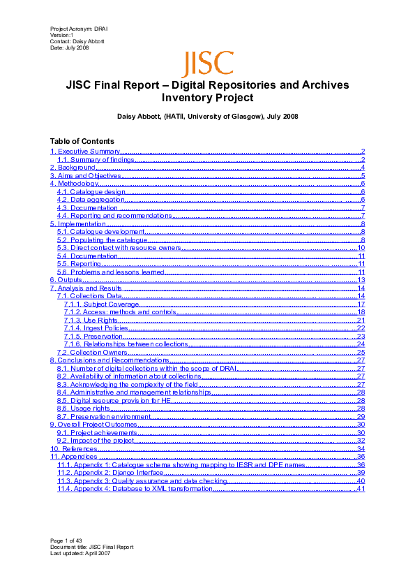 (PDF) Digital Repositories and Archives Inventory: Conclusions and ...