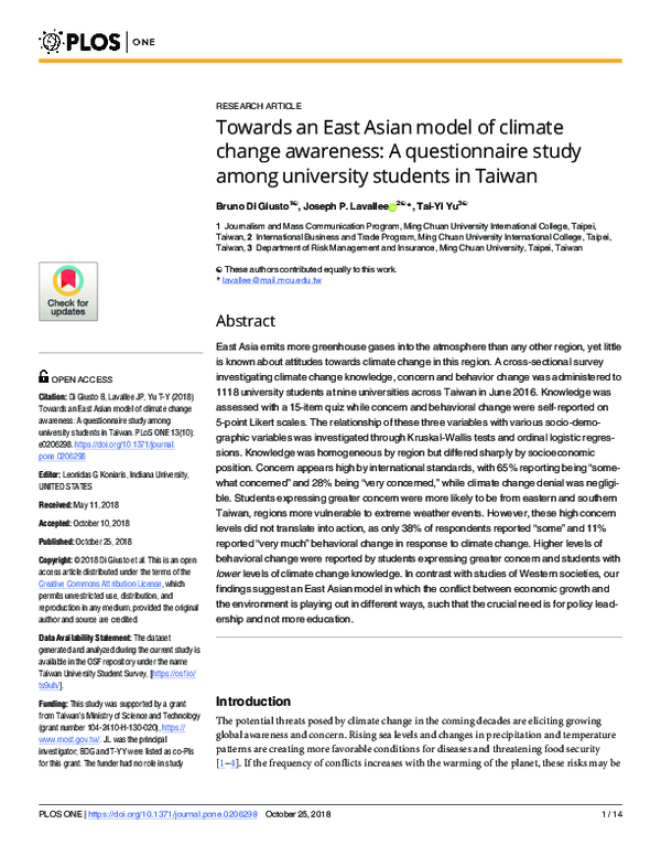 (PDF) Towards an East Asian model of climate change awareness: A ...