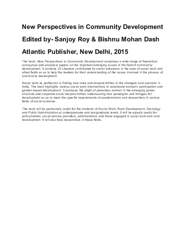 (DOC) New perspectives in Community Development