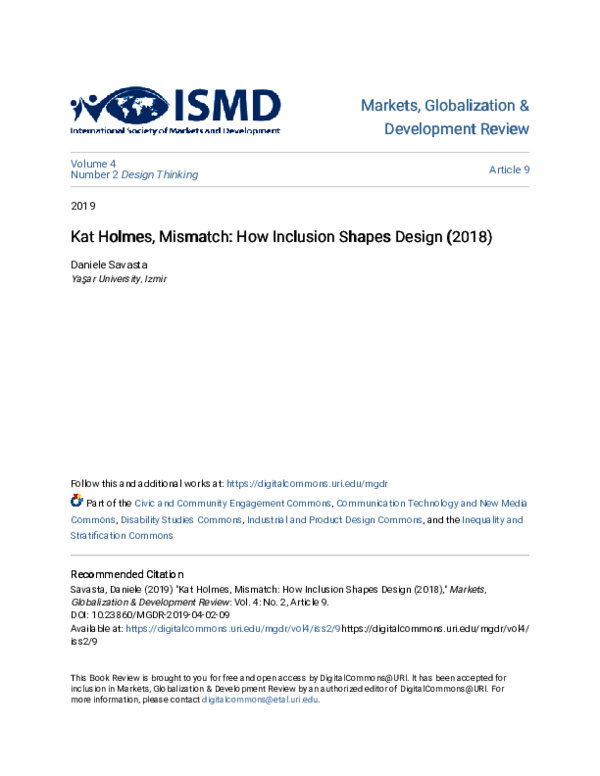 (PDF) Kat Holmes, Mismatch: How Inclusion Shapes Design (2018)