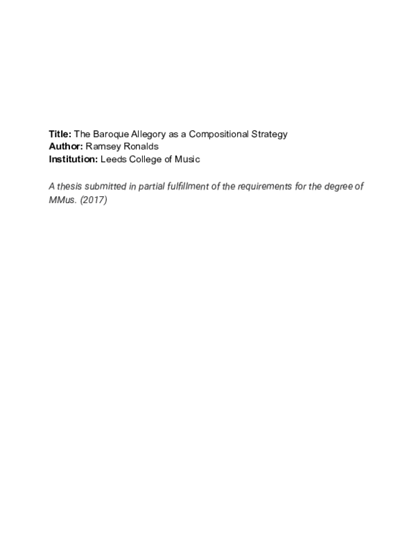 (PDF) The Baroque Allegory as a Compositional Strategy | Ramsey Ronalds ...