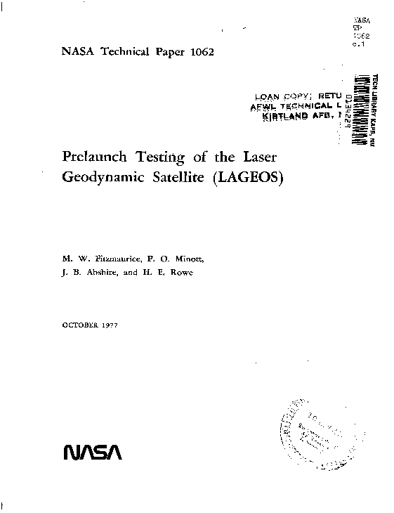 (PDF) Prelaunch testing of the laser geodynamic satellite (LAGEOS ...