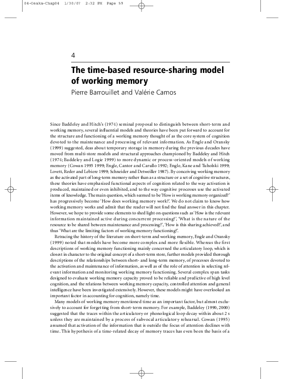 (PDF) The time-based resource-sharing model of working memory
