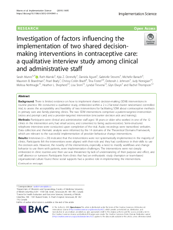 (PDF) Investigation of factors influencing the implementation of two shared decision-making ...