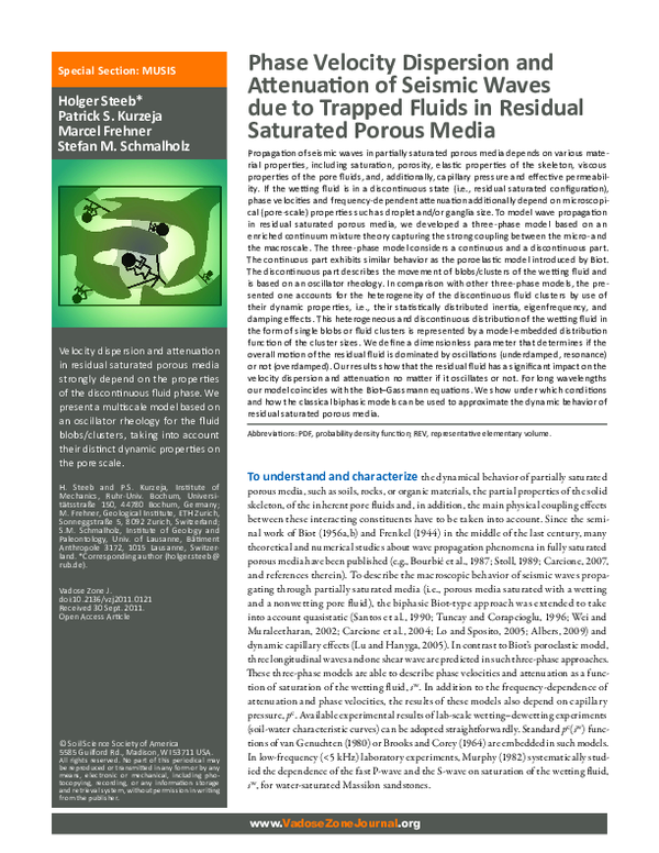 Pdf Effects Of Temperature And Saturation On The Velocity And Attenuation Of Seismic Waves In
