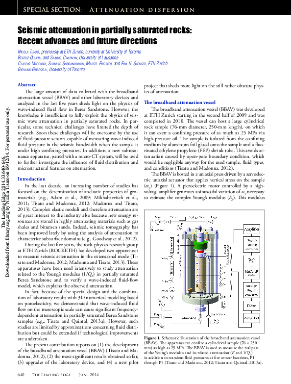 Pdf Seismic Attenuation In Partially Saturated Rocks Recent Advances And Future Directions