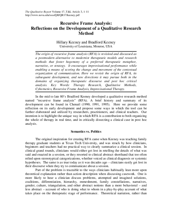 (PDF) Recursive Frame Analysis: Reflections on the Development of a ...