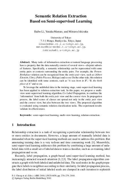 Pdf Semantic Relation Extraction Based On Semi Supervised Learning