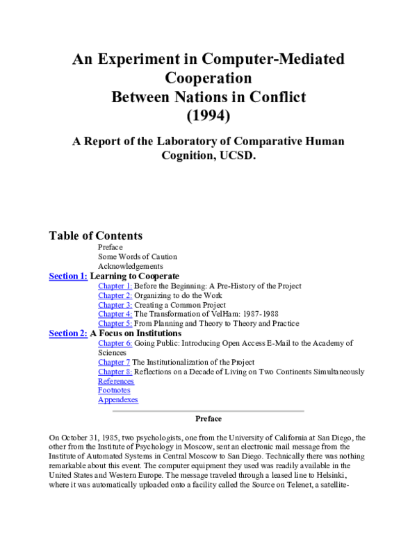 (PDF) An Experiment in Computer-Mediated Cooperation Between Nations in ...