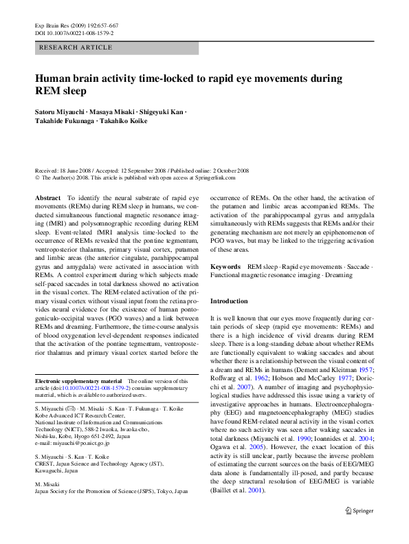 (PDF) Human brain activity time-locked to rapid eye movements during ...