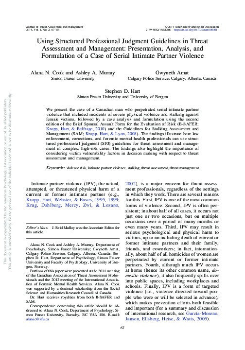 (PDF) Using structured professional judgment guidelines in threat ...