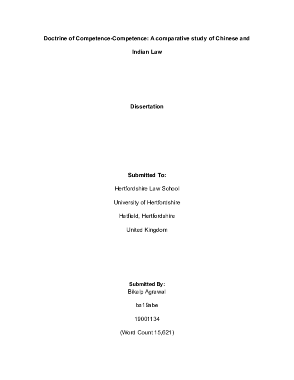 (PDF) Doctrine of Competence-Competence : An Indian and Chinese Perspective