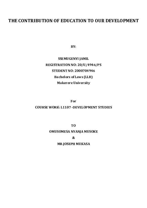 (PDF) THE CONTRIBUTION OF EDUCATION TO DEVELOPMENT